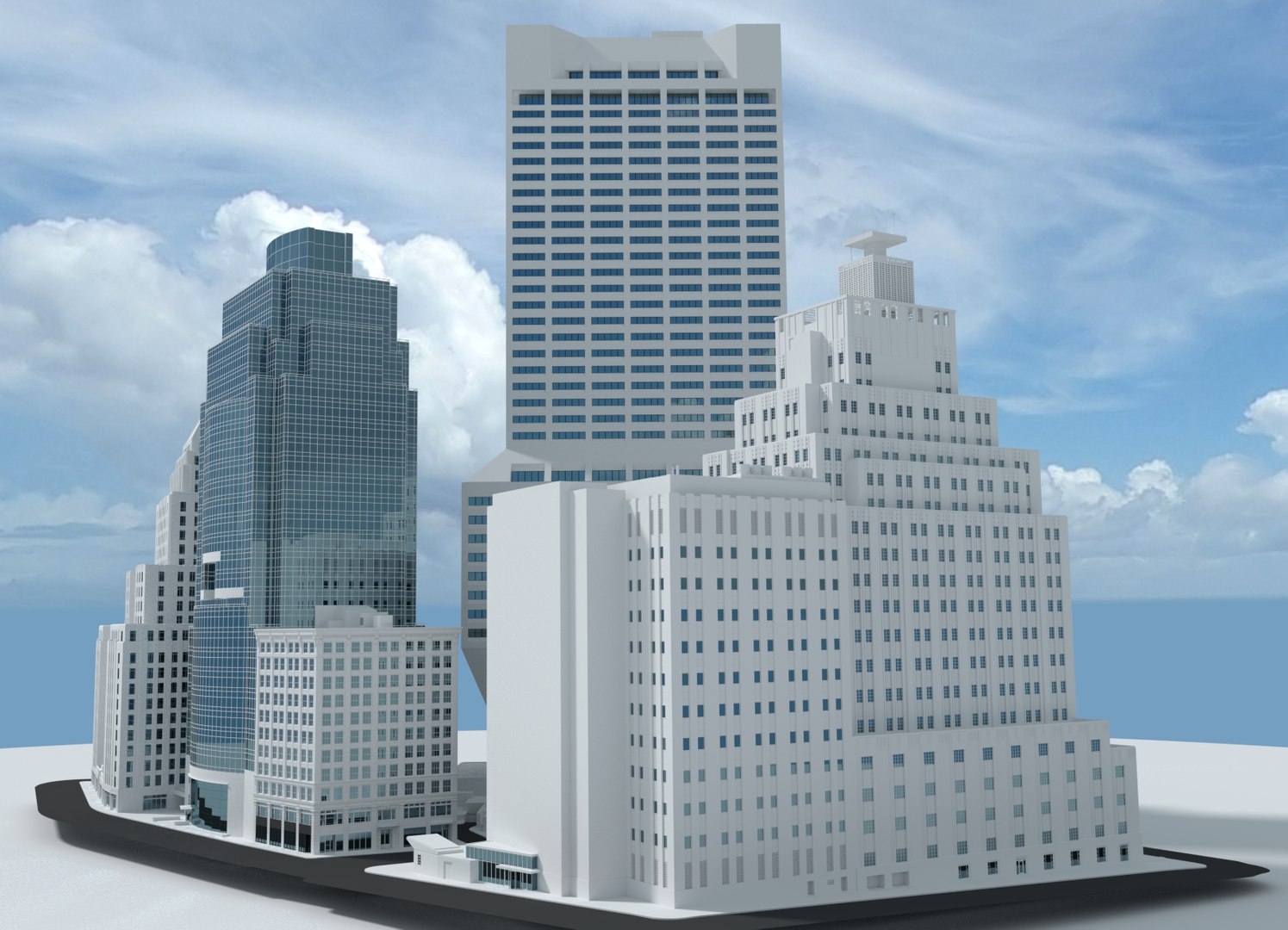 Bostons Skyscrapers 3d Model