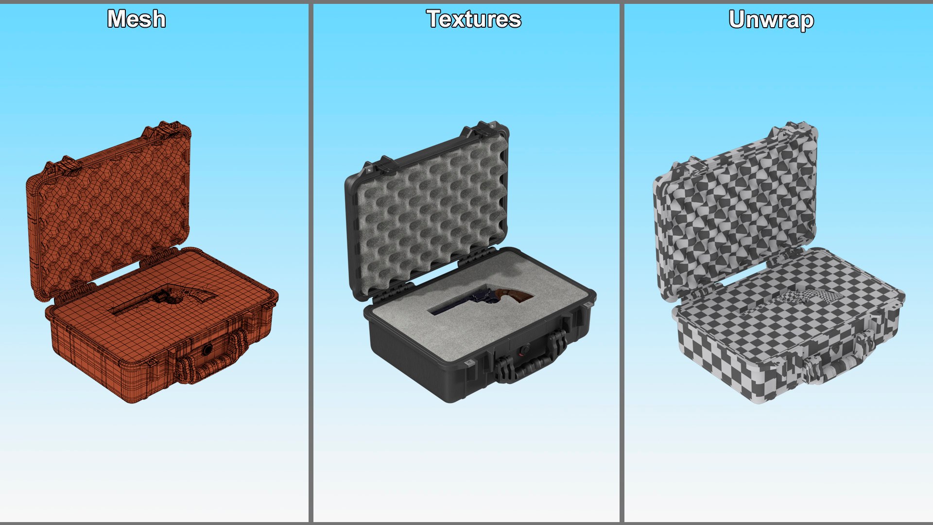 3D Hard Gun Case By Pelican With Colt Style Revolver - TurboSquid 2396186
