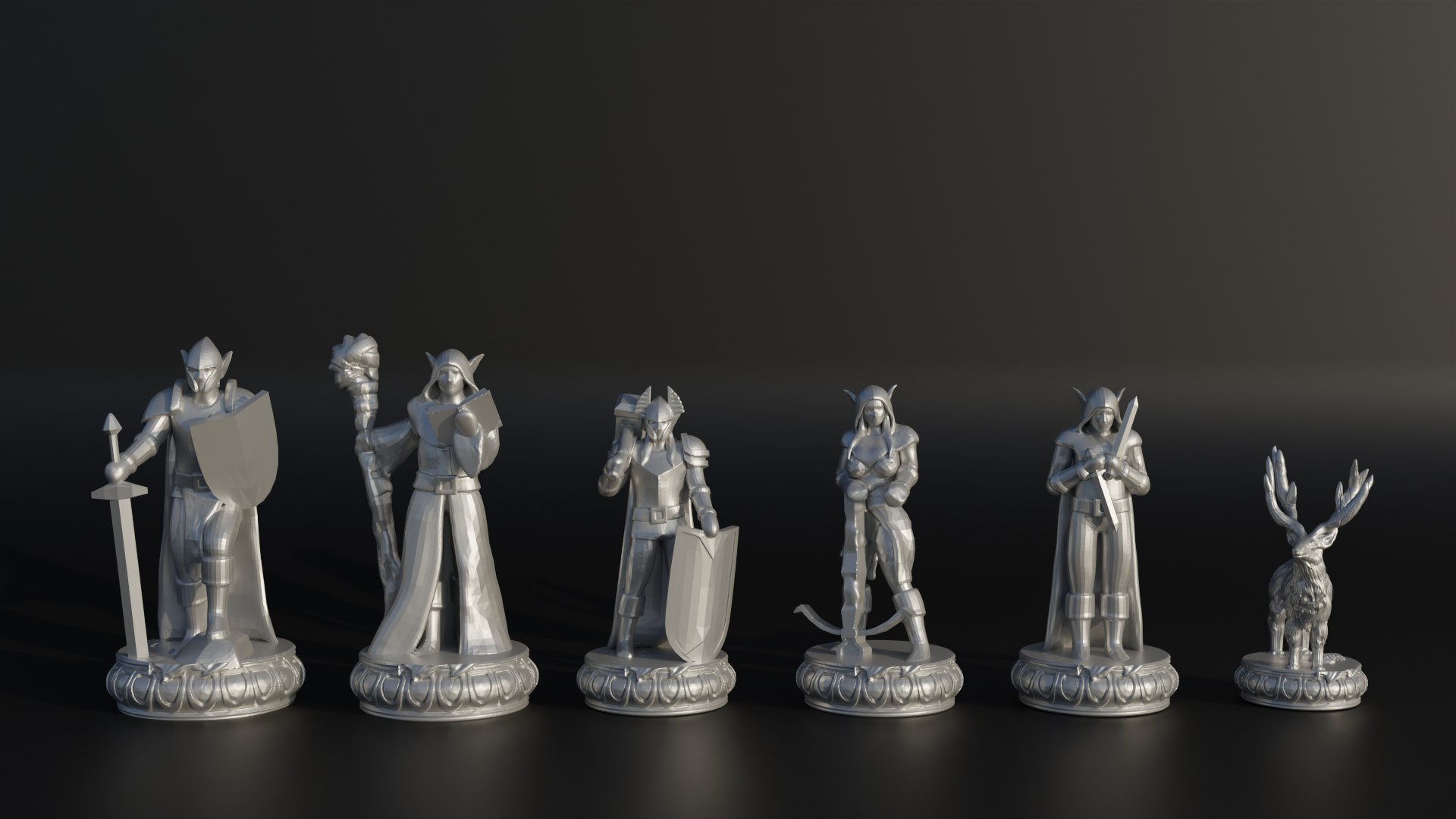 Elf Chess Set - Medieval Chess With 6 Different Model 3D Print Model 3D ...