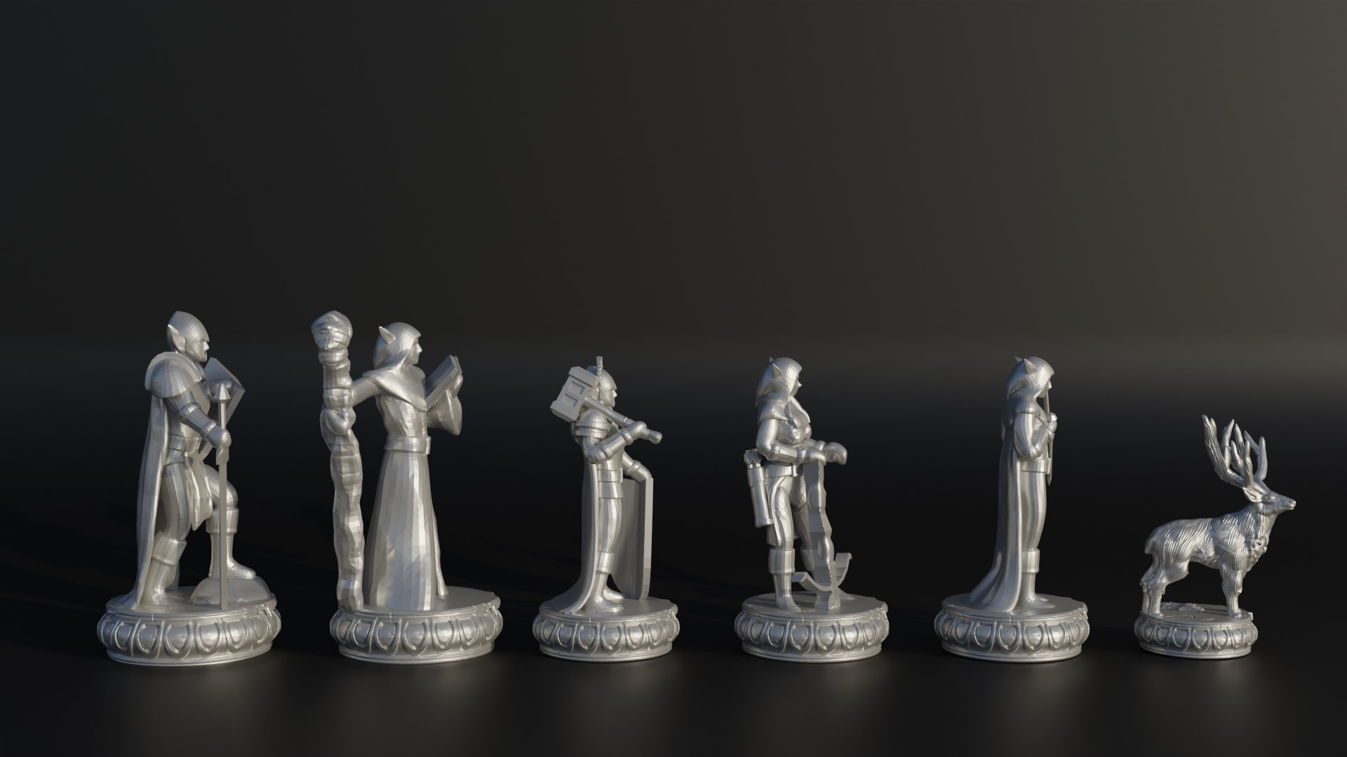 Elf Chess Set - Medieval Chess With 6 Different Model 3D Print Model 3D ...