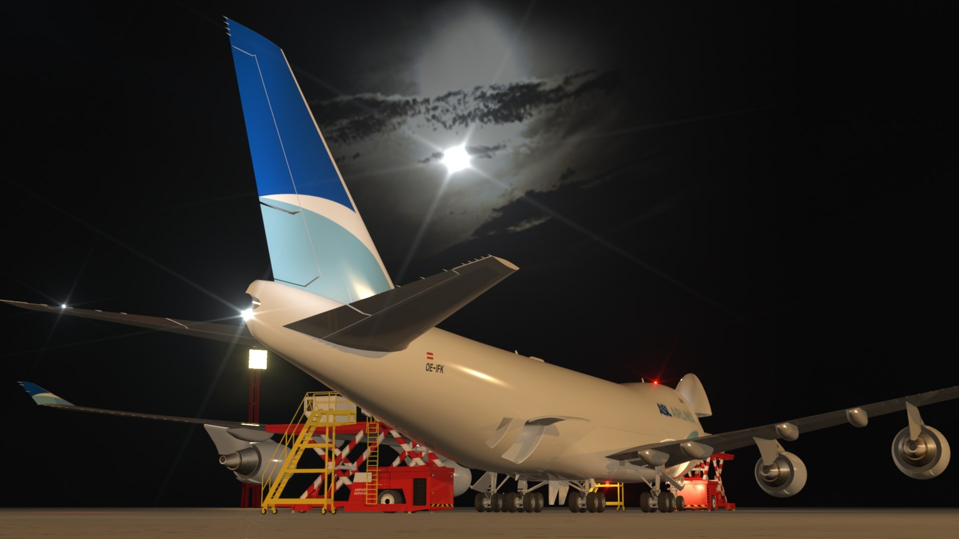 B 747-400F ASL Airlines Loading Operation Scene 3D Model - TurboSquid ...