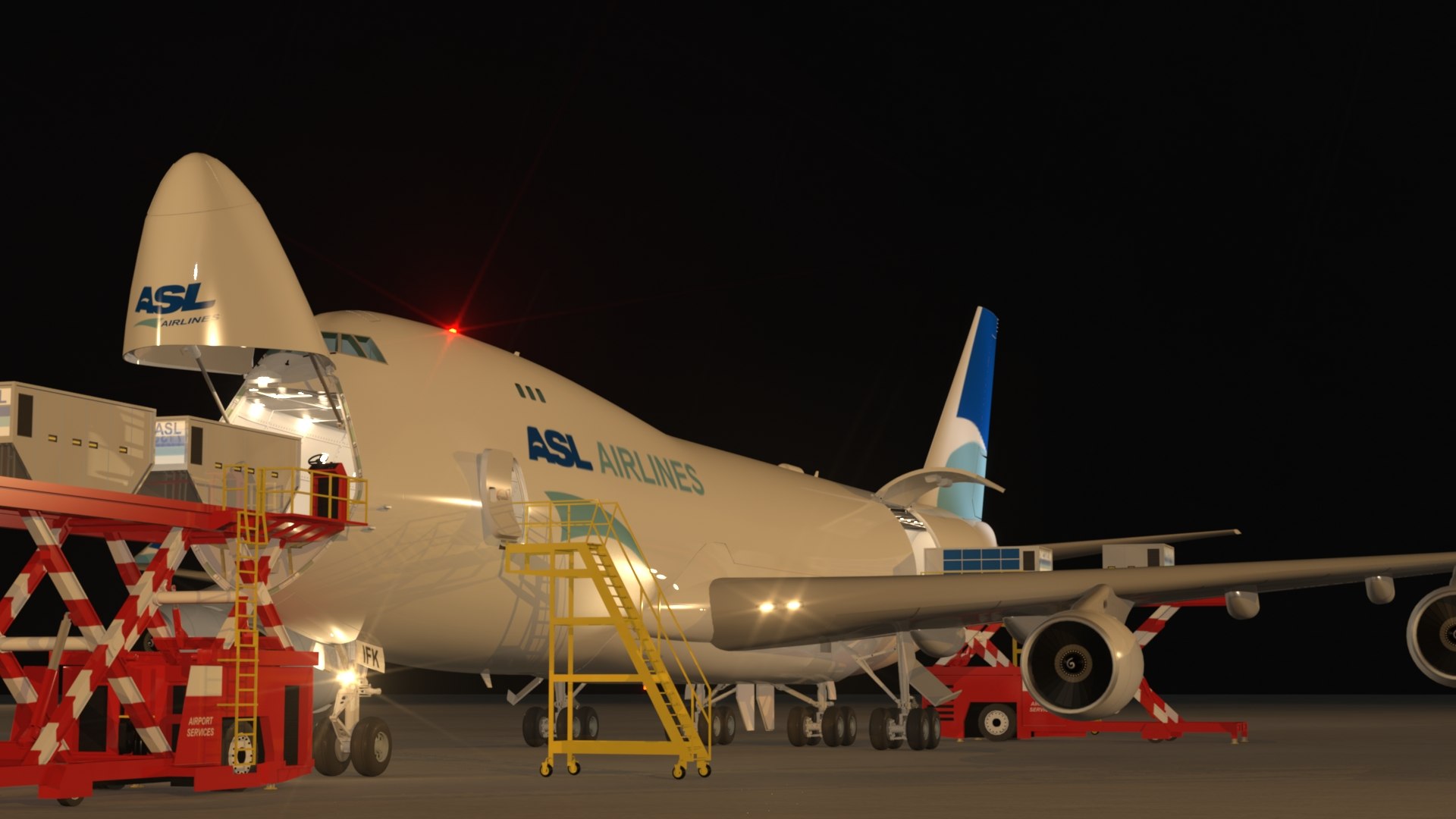 B 747-400F ASL Airlines Loading Operation Scene 3D Model - TurboSquid ...