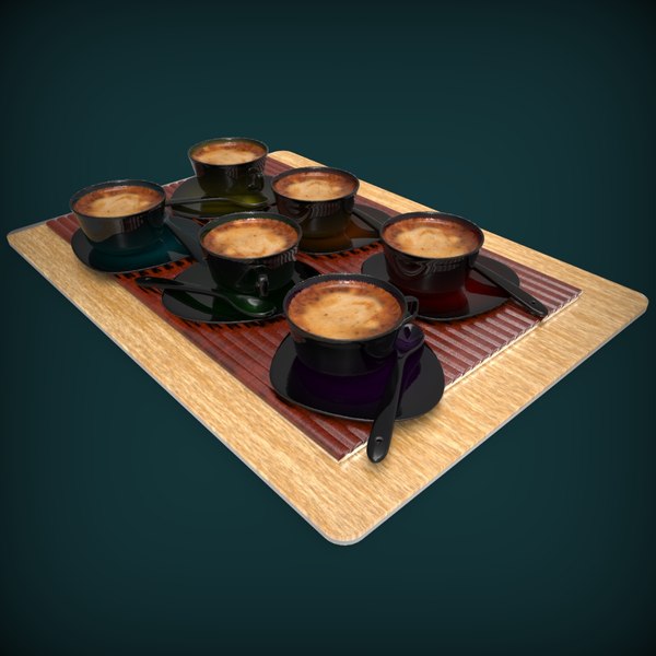 3d realistic coffee cups set model