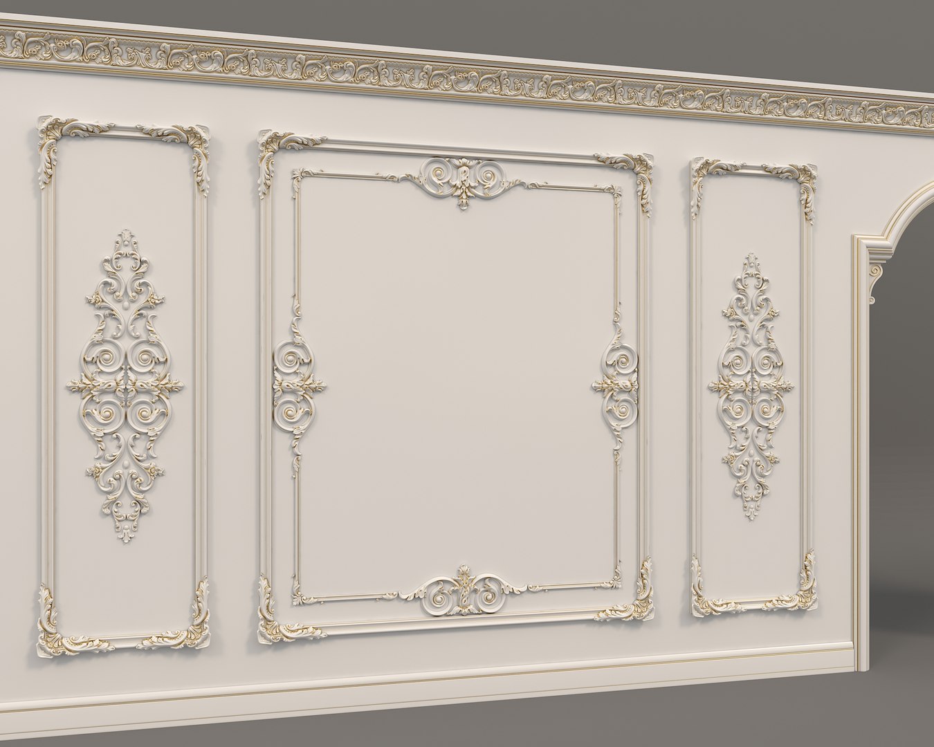 3D Wall Molding In Classic French Style 17 - TurboSquid 2197865