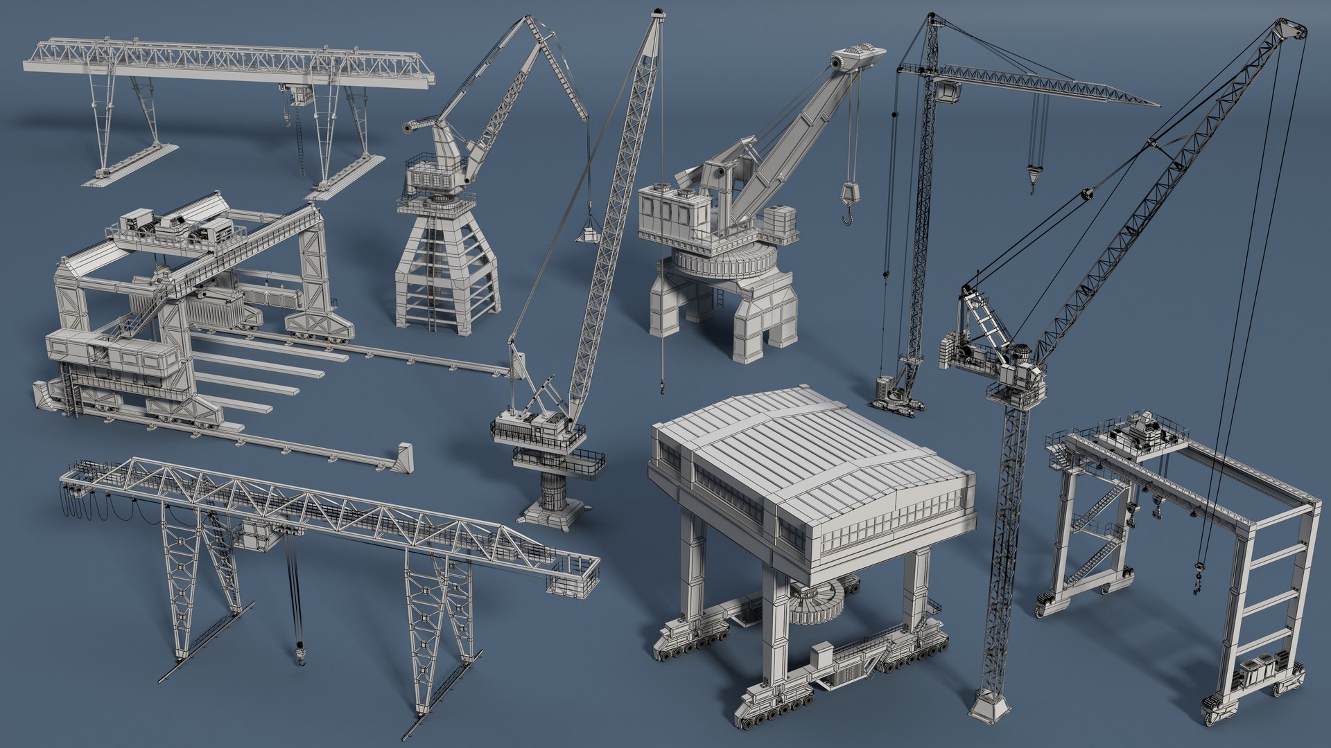 Cranes - Low Poly - 10 Pieces 3D Model - TurboSquid 2253126