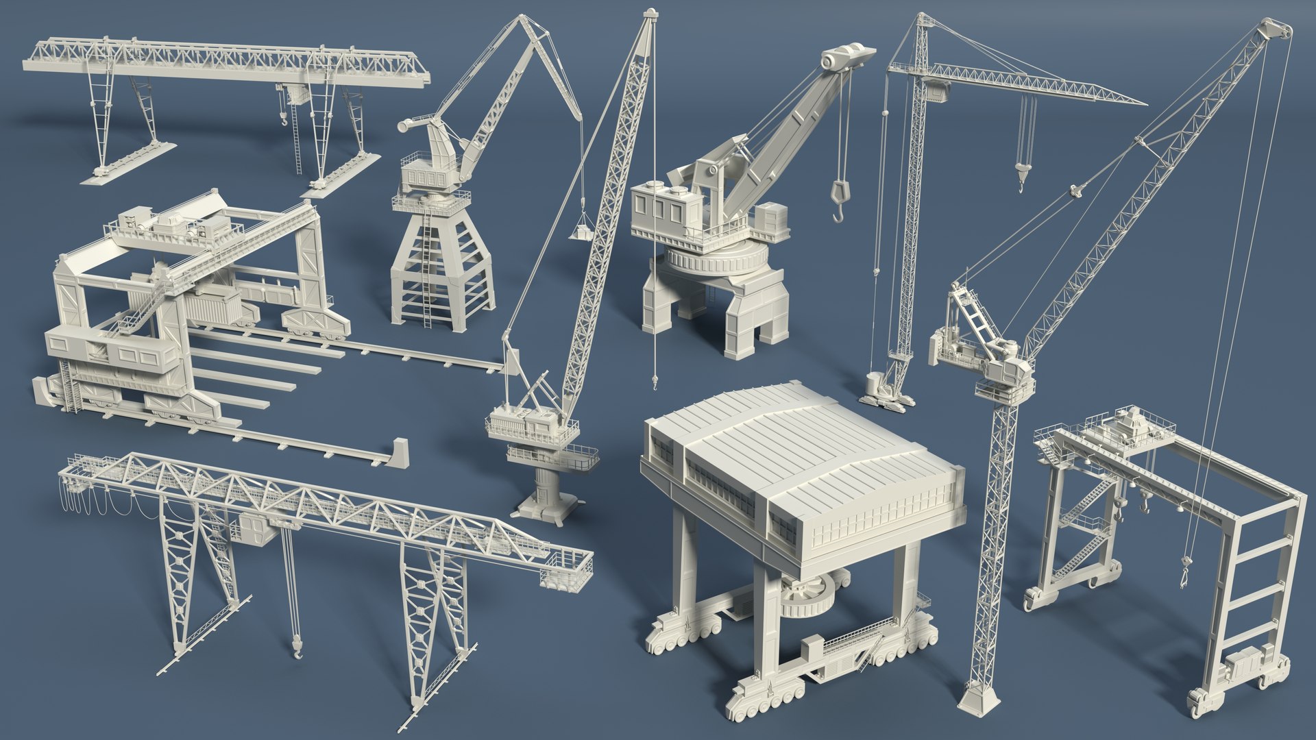 Cranes - Low Poly - 10 Pieces 3D Model - TurboSquid 2253126