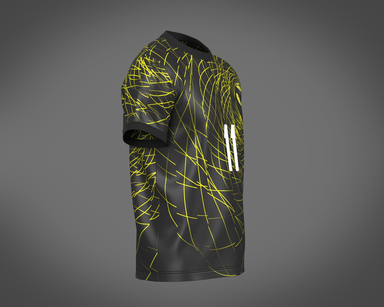 Soccer Football Neon Yellow With Black Jersey Player-11 Model ...