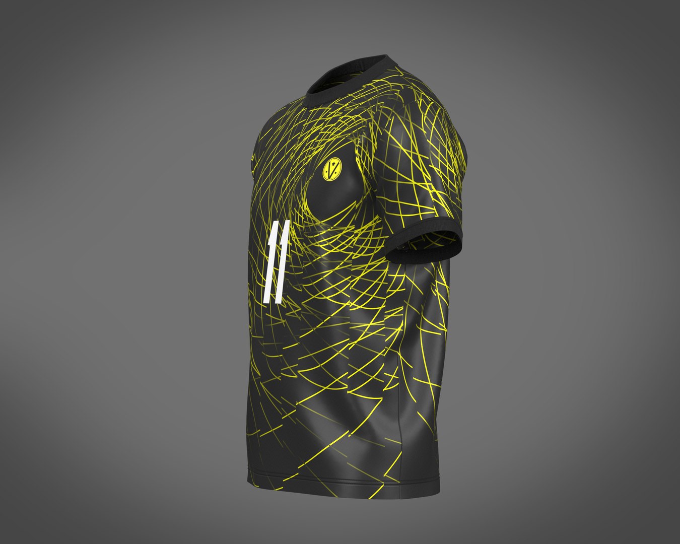 Soccer Football Neon Yellow With Black Jersey Player-11 Model ...