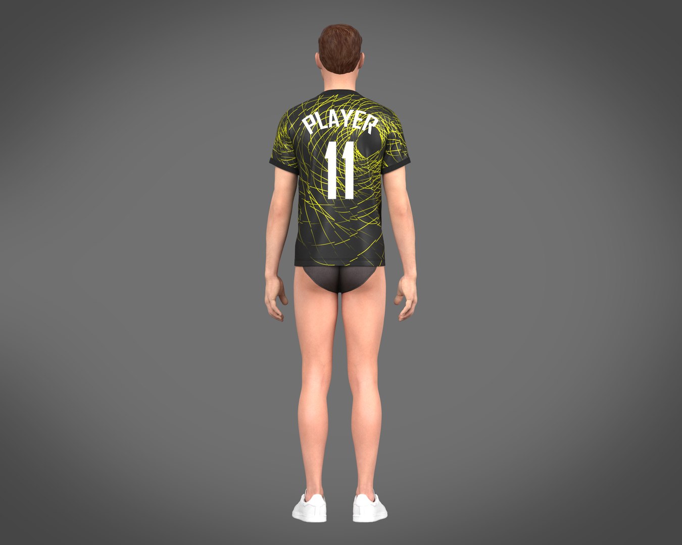 Soccer Football Neon Yellow With Black Jersey Player-11 Model ...