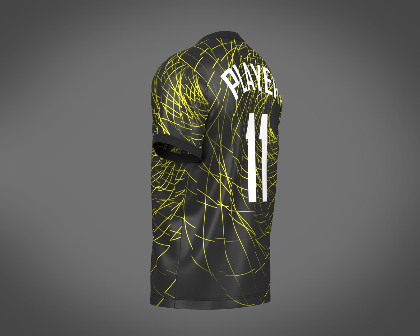 Soccer Football Neon Yellow With Black Jersey Player-11 Model ...