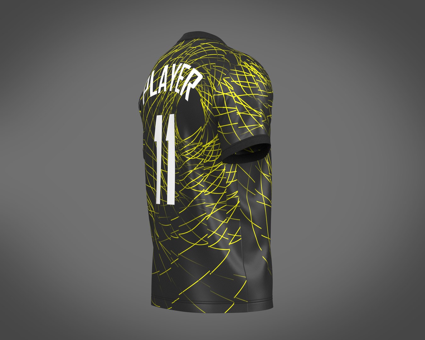 Soccer Football Neon Yellow With Black Jersey Player-11 Model ...