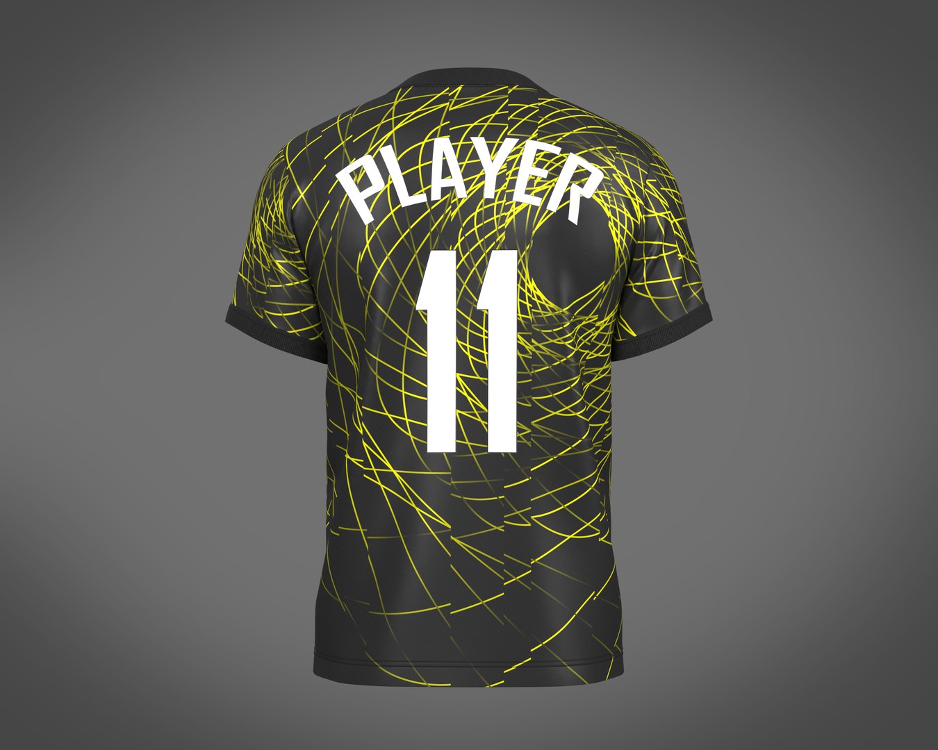 Soccer Football Neon Yellow With Black Jersey Player-11 Model ...