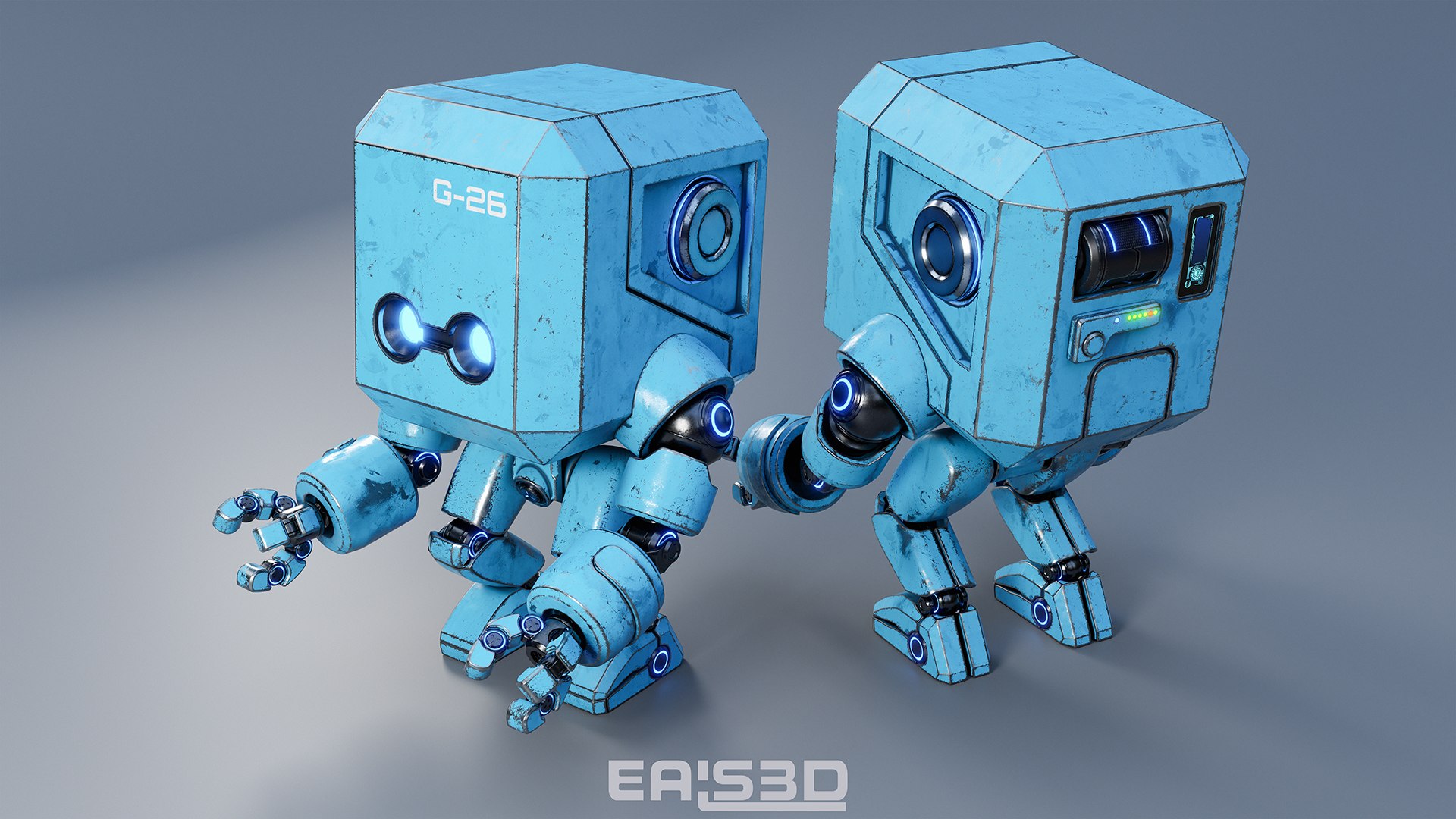 3D Cute Space Robot Rigged G-26 Ble - TurboSquid 2159376