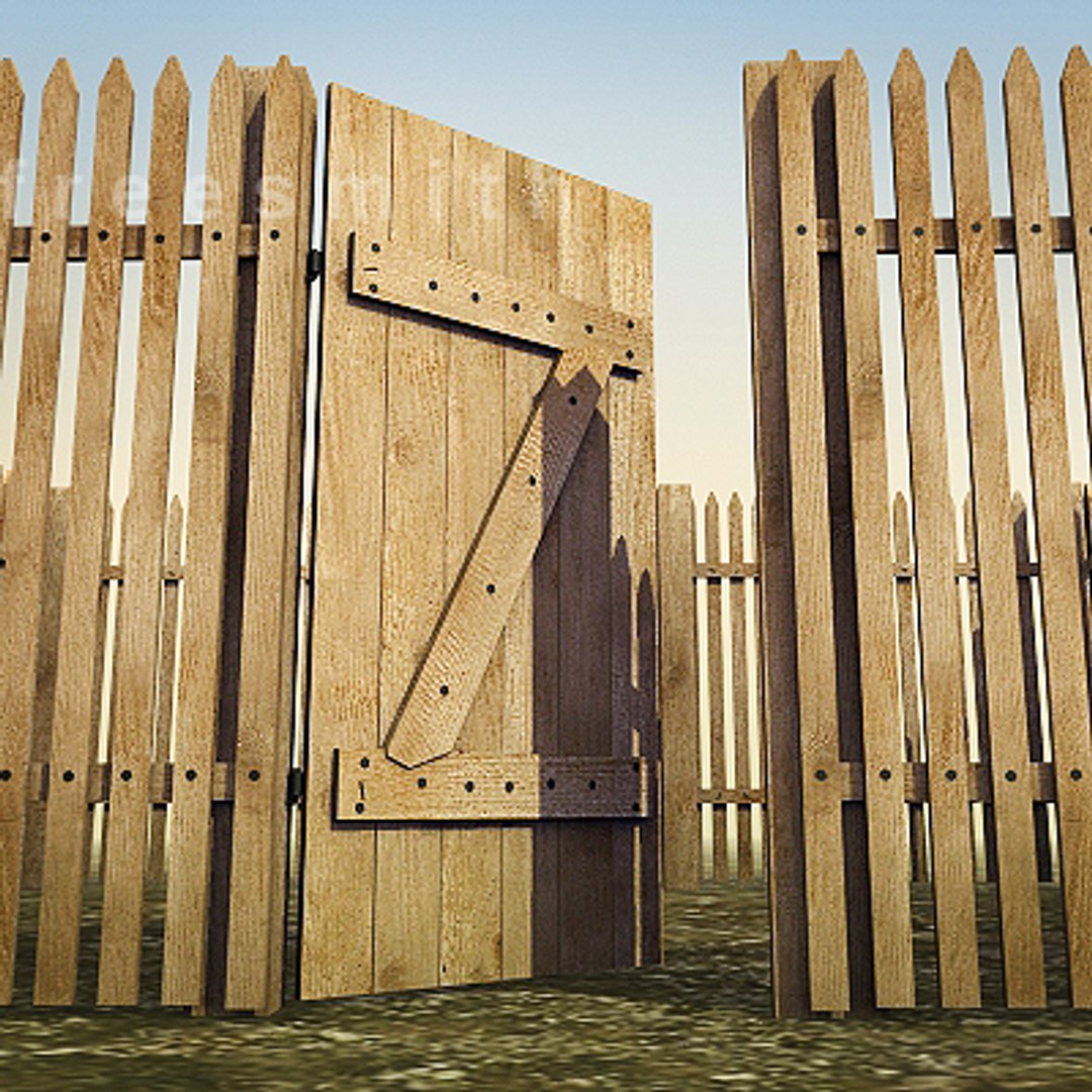 3d Wooden Fence Door Wood