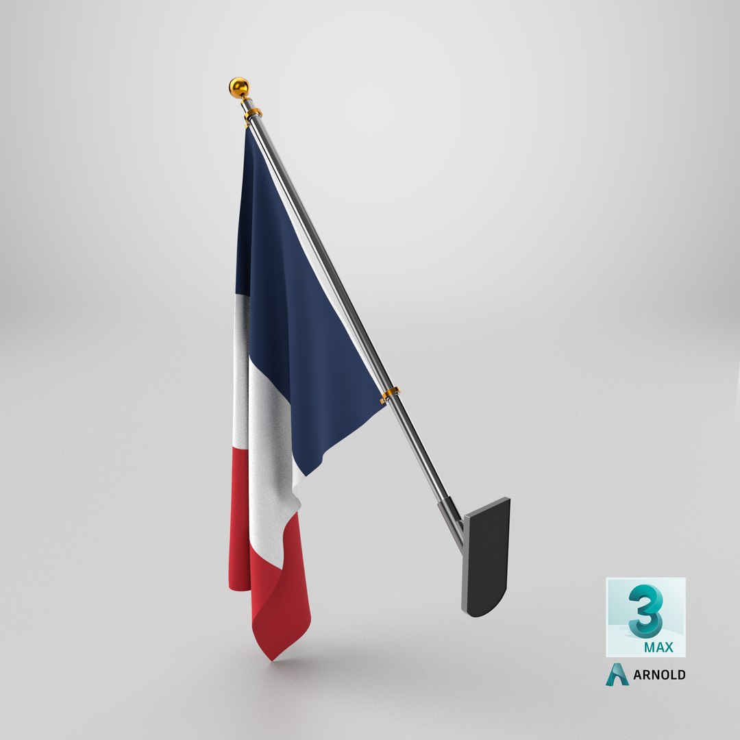 3D Model Wall Flag France V2 - TurboSquid 2228585