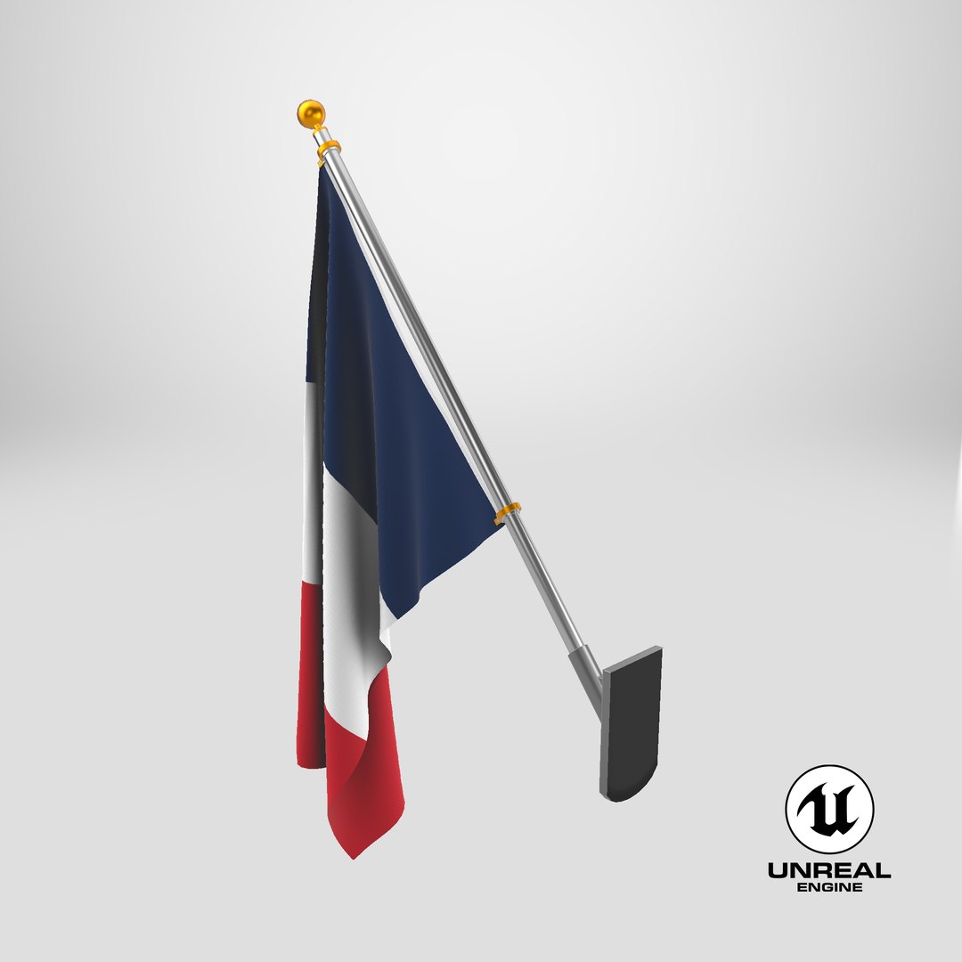 3D Model Wall Flag France V2 - TurboSquid 2228585