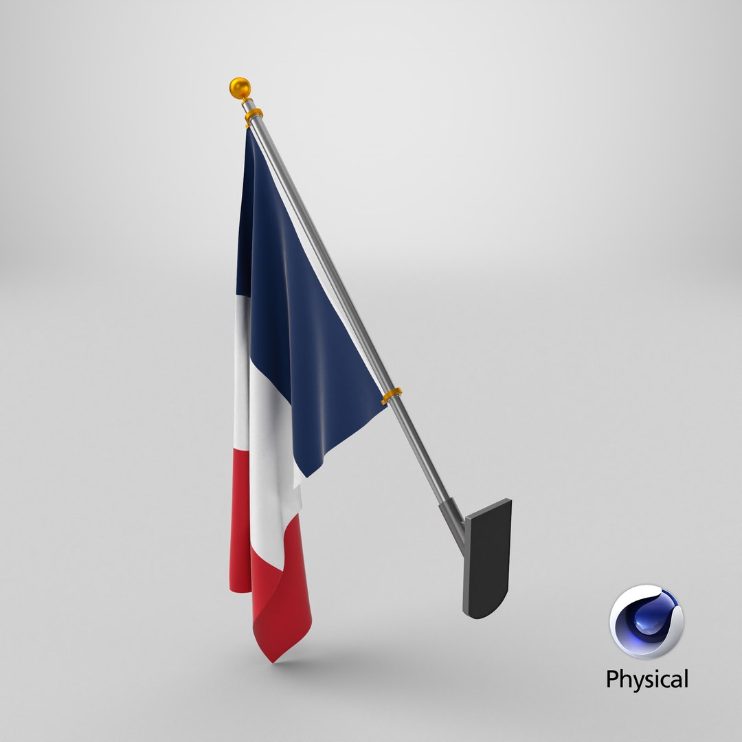 3D Model Wall Flag France V2 - TurboSquid 2228585