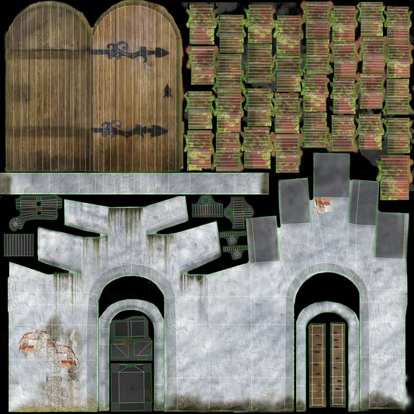3d old portal wood door