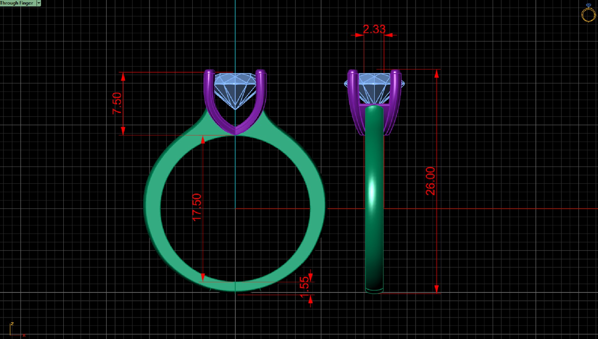 3D Model Engagement Ring With Gem Cnc Model Or Print 3D Print Model ...