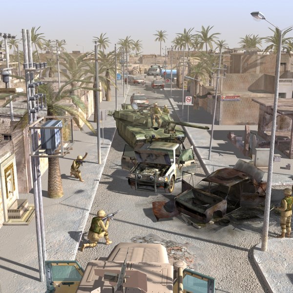 arab town war scenario 3d model