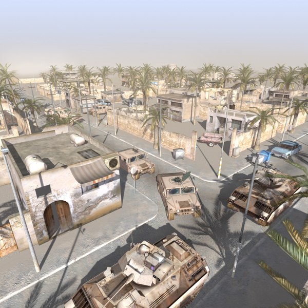 arab town war scenario 3d model