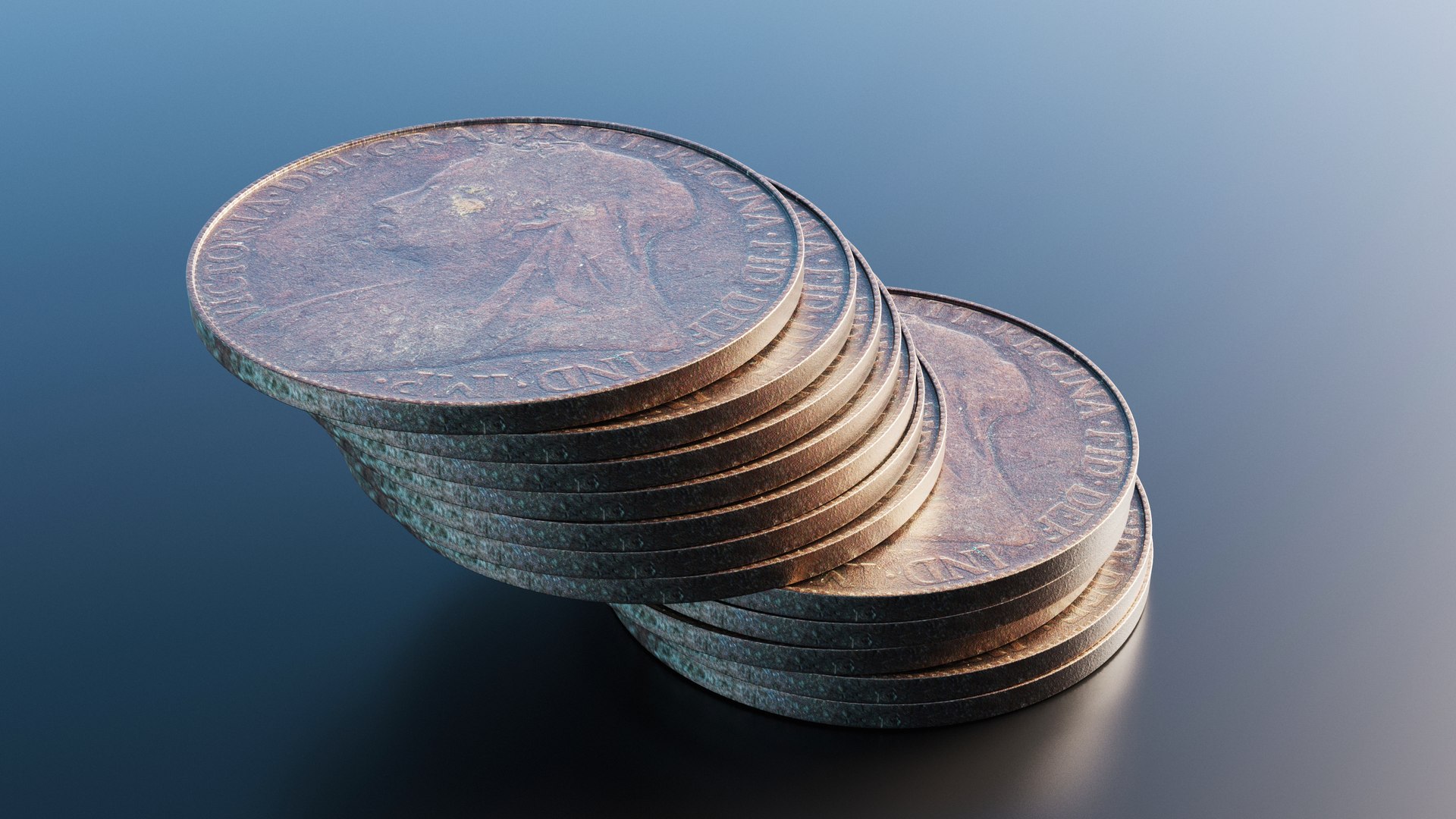 3D British One Penny Coin - TurboSquid 2374268