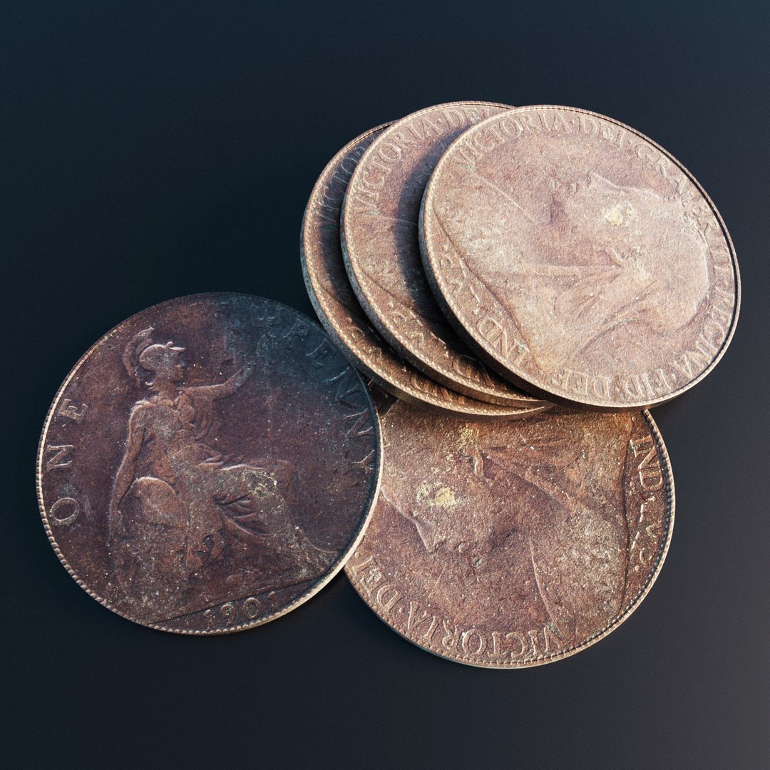 3D British One Penny Coin - TurboSquid 2374268