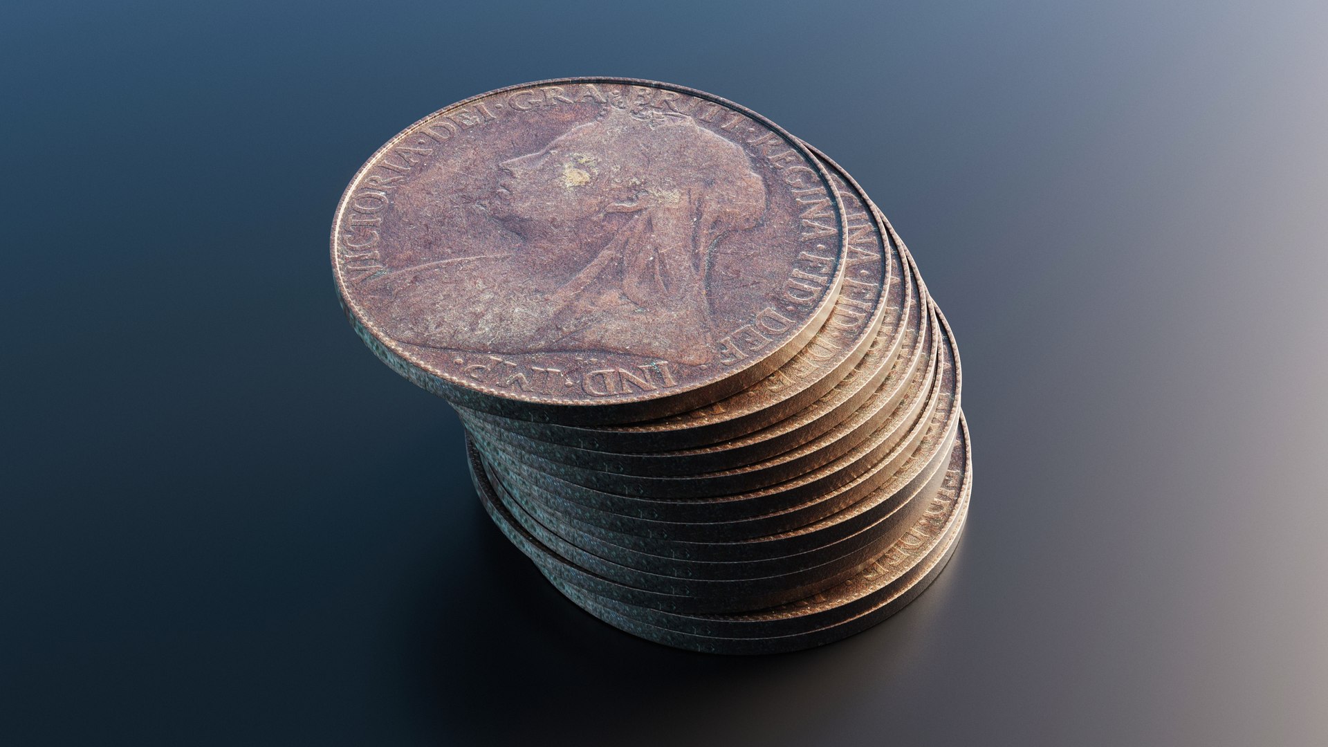 3D British One Penny Coin - TurboSquid 2374268