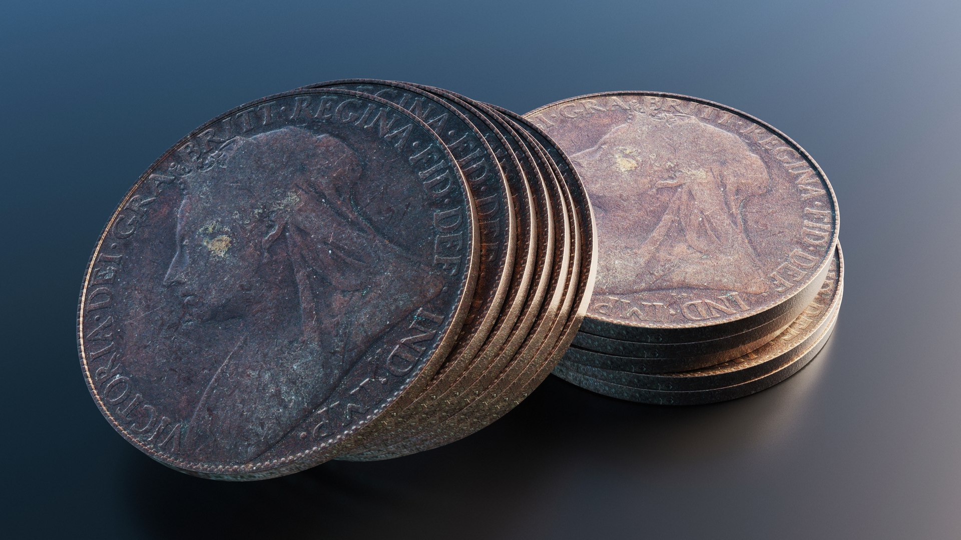3D British One Penny Coin - TurboSquid 2374268