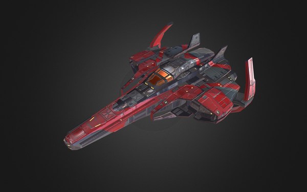 3d spaceship vertical model