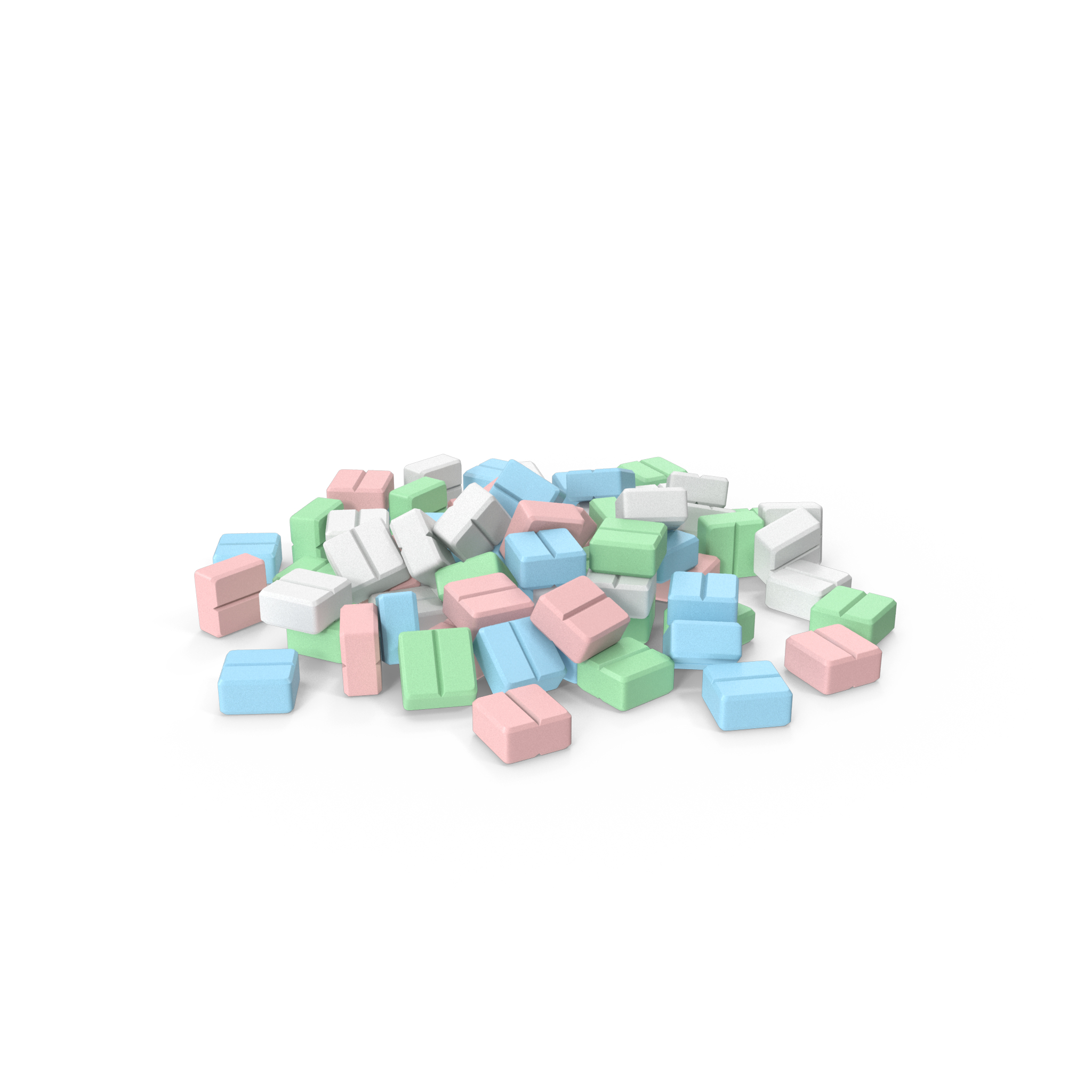 Pile Of Square Pills Collection 3D model - TurboSquid 1942791