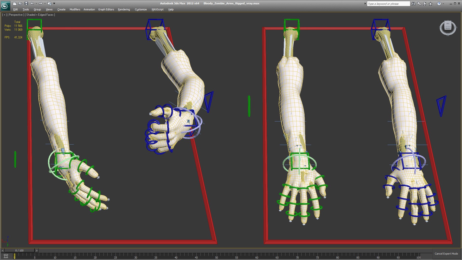 Bloody zombie arms rigged 3D model - TurboSquid 1443790