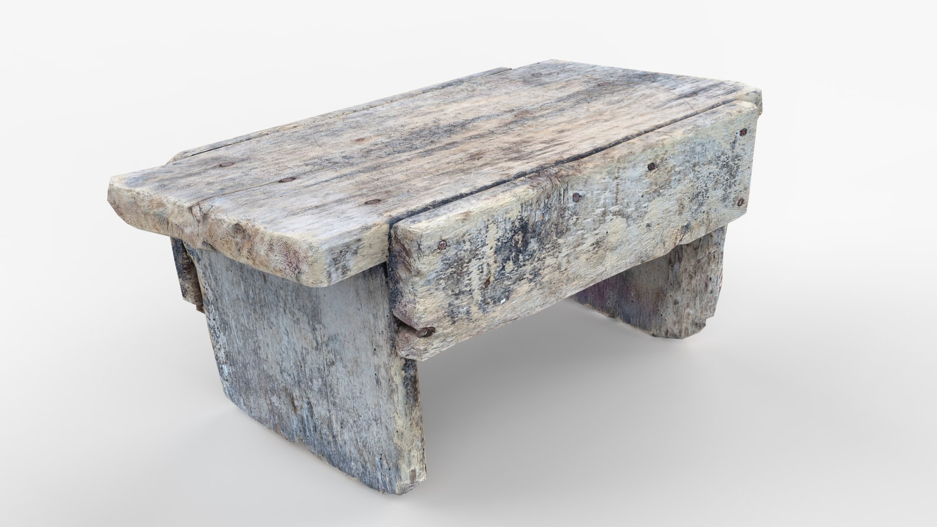 3D Antique Primitive Wooden Stool Short Leg Scan Model - TurboSquid 2125875