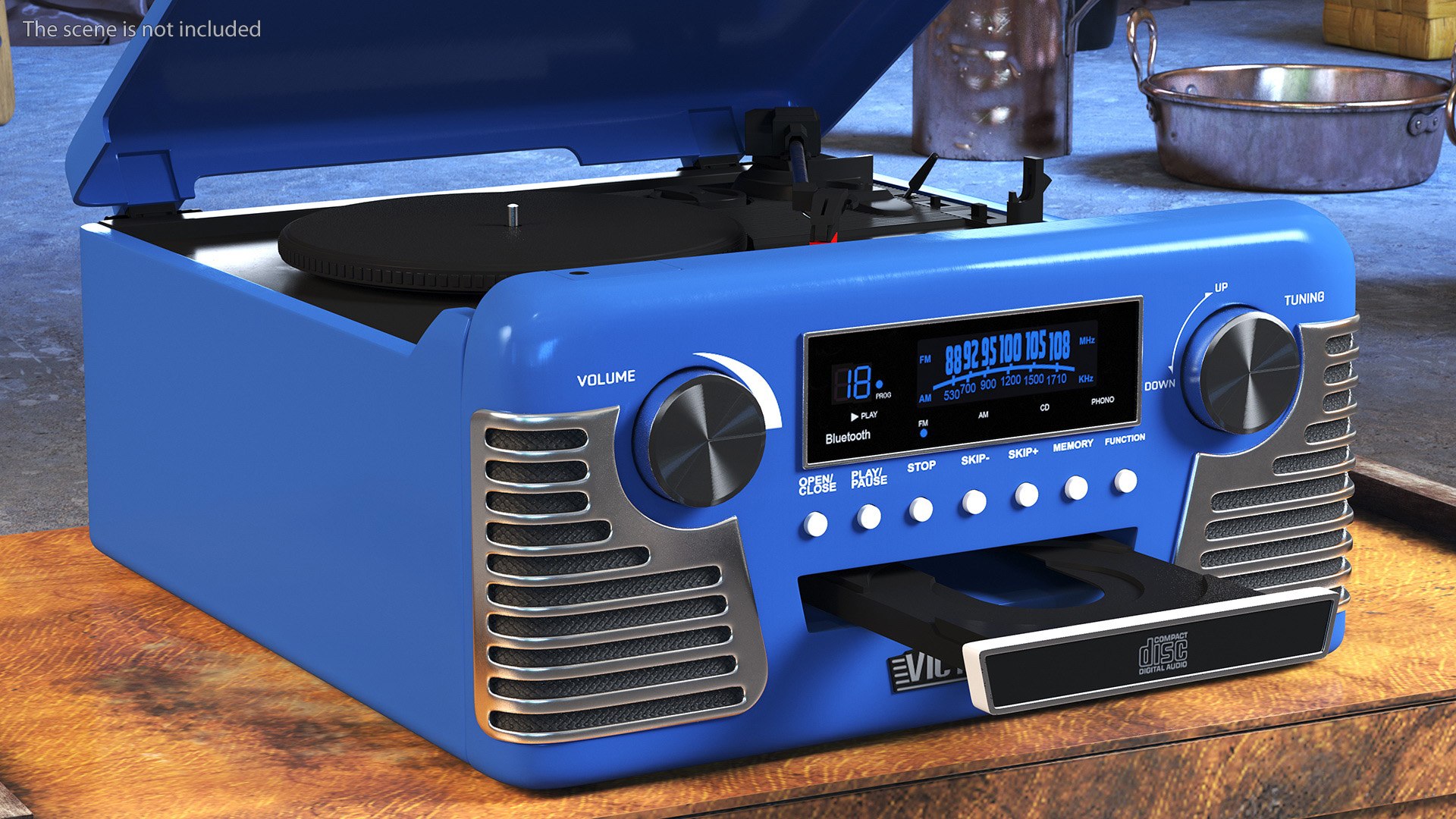 3D Model Victrola Blue Retro Turntable - TurboSquid 2068963