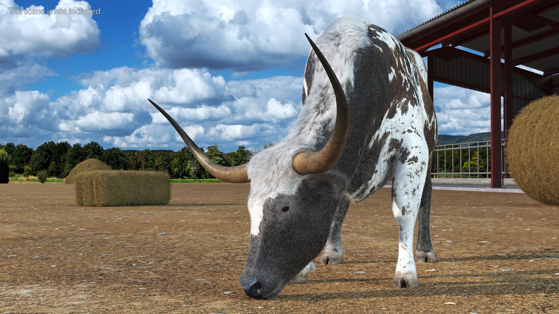 3D Texas Longhorn Cattle Mottled Brown Fur - TurboSquid 2180386