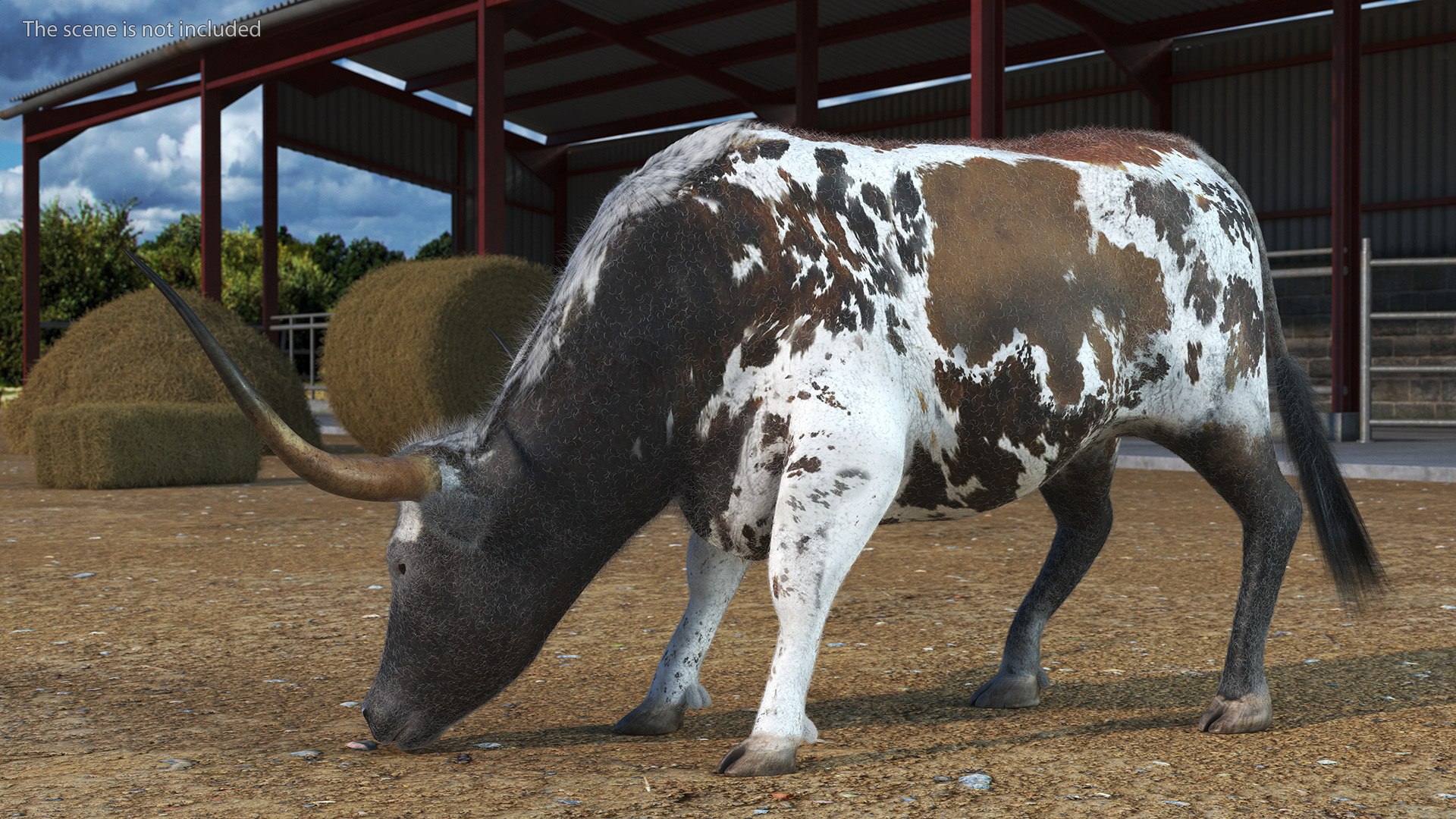 3D Texas Longhorn Cattle Mottled Brown Fur - TurboSquid 2180386