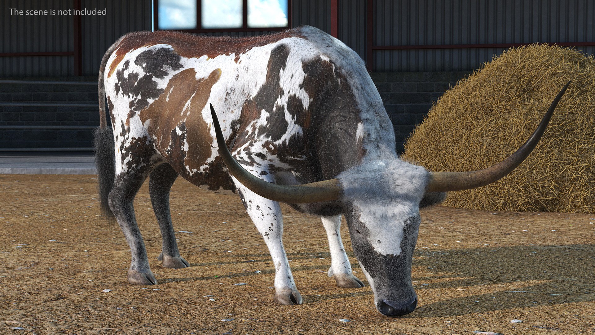 3D Texas Longhorn Cattle Mottled Brown Fur - TurboSquid 2180386