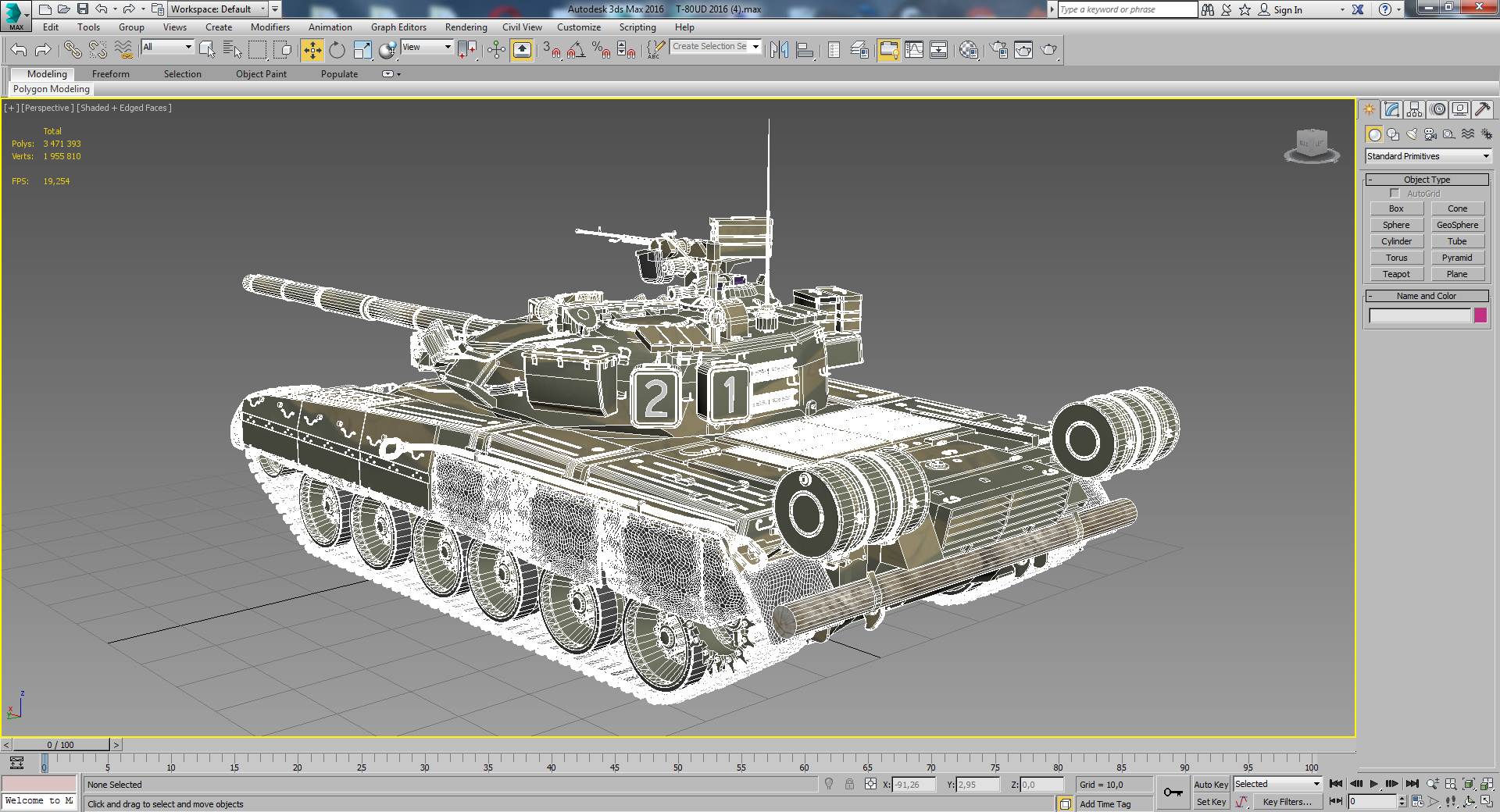 3d model of t-80ud main battle tank