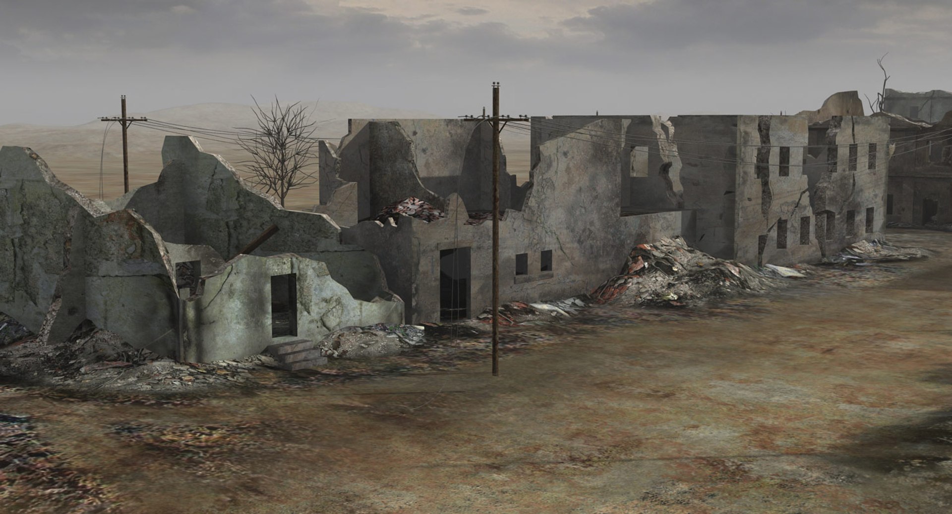 ruined city ww2 style max