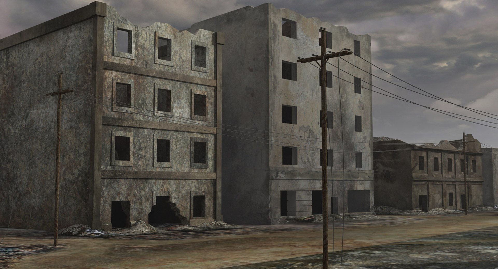 ruined city ww2 style max