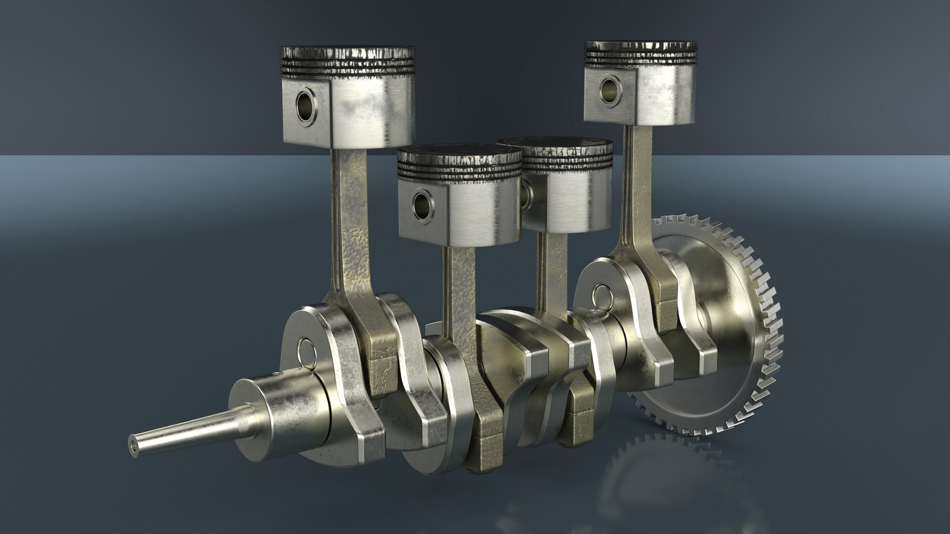 Engine Pistons And Crankshaft Rigged 3D - TurboSquid 2337827