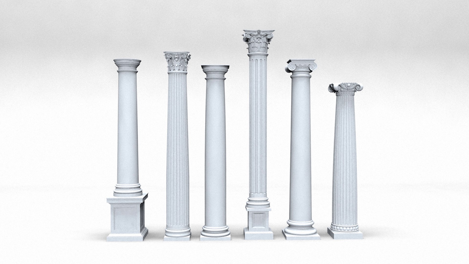 Set Of 6 Ancient Columns Model - TurboSquid 1952492