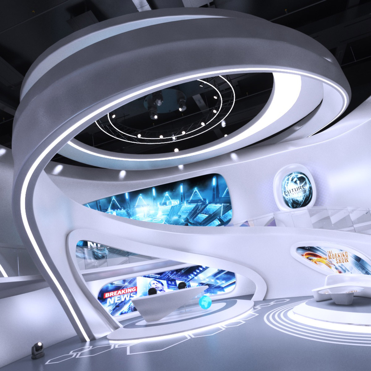 Futuristic tv studio 4 3D model - TurboSquid 1697947