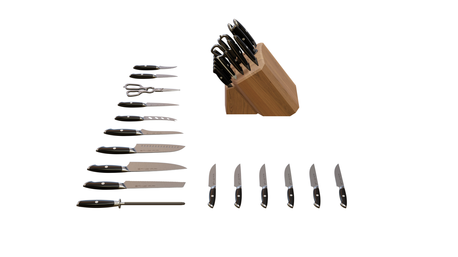 3 DESIGNER KITCHEN KNIFE SETS PACK Model - TurboSquid 2122189