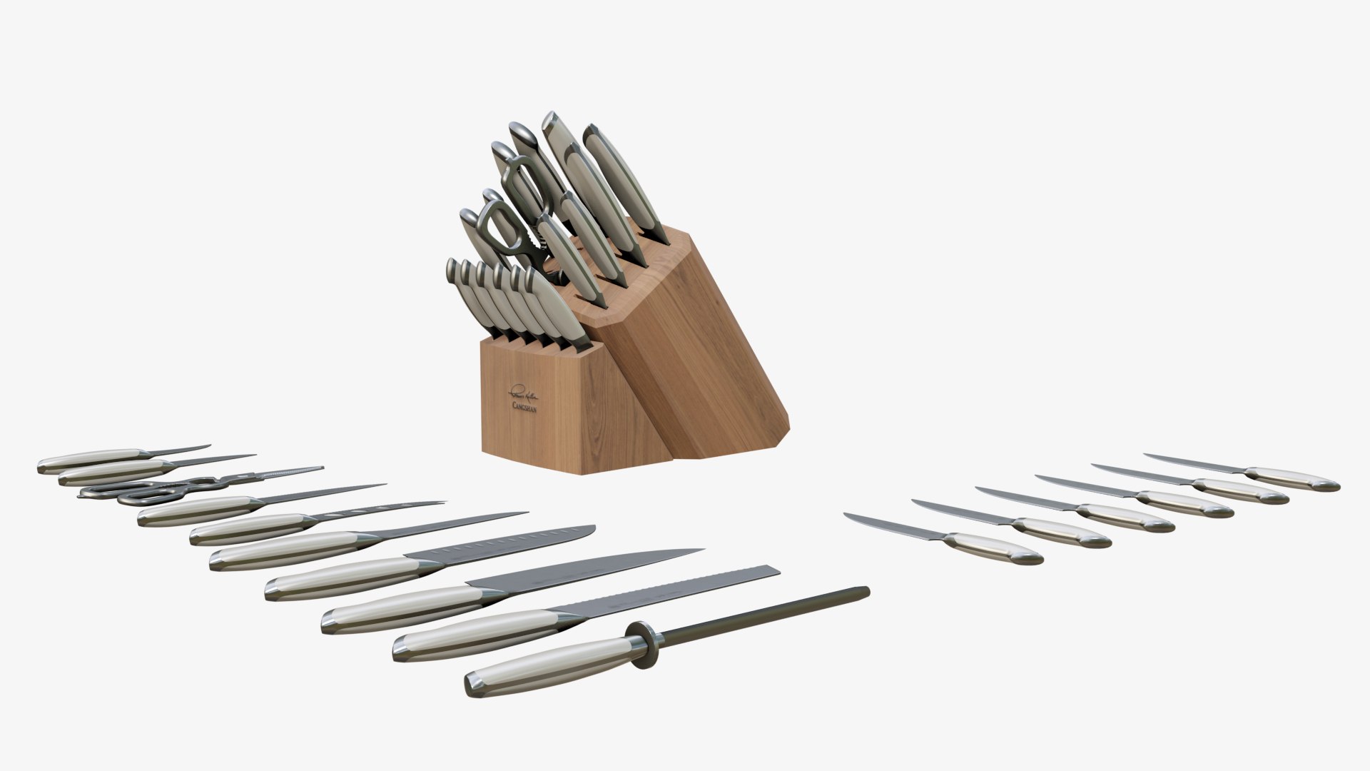 3 DESIGNER KITCHEN KNIFE SETS PACK Model - TurboSquid 2122189