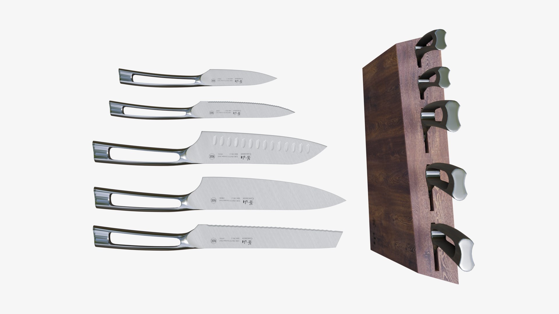 3 DESIGNER KITCHEN KNIFE SETS PACK Model - TurboSquid 2122189