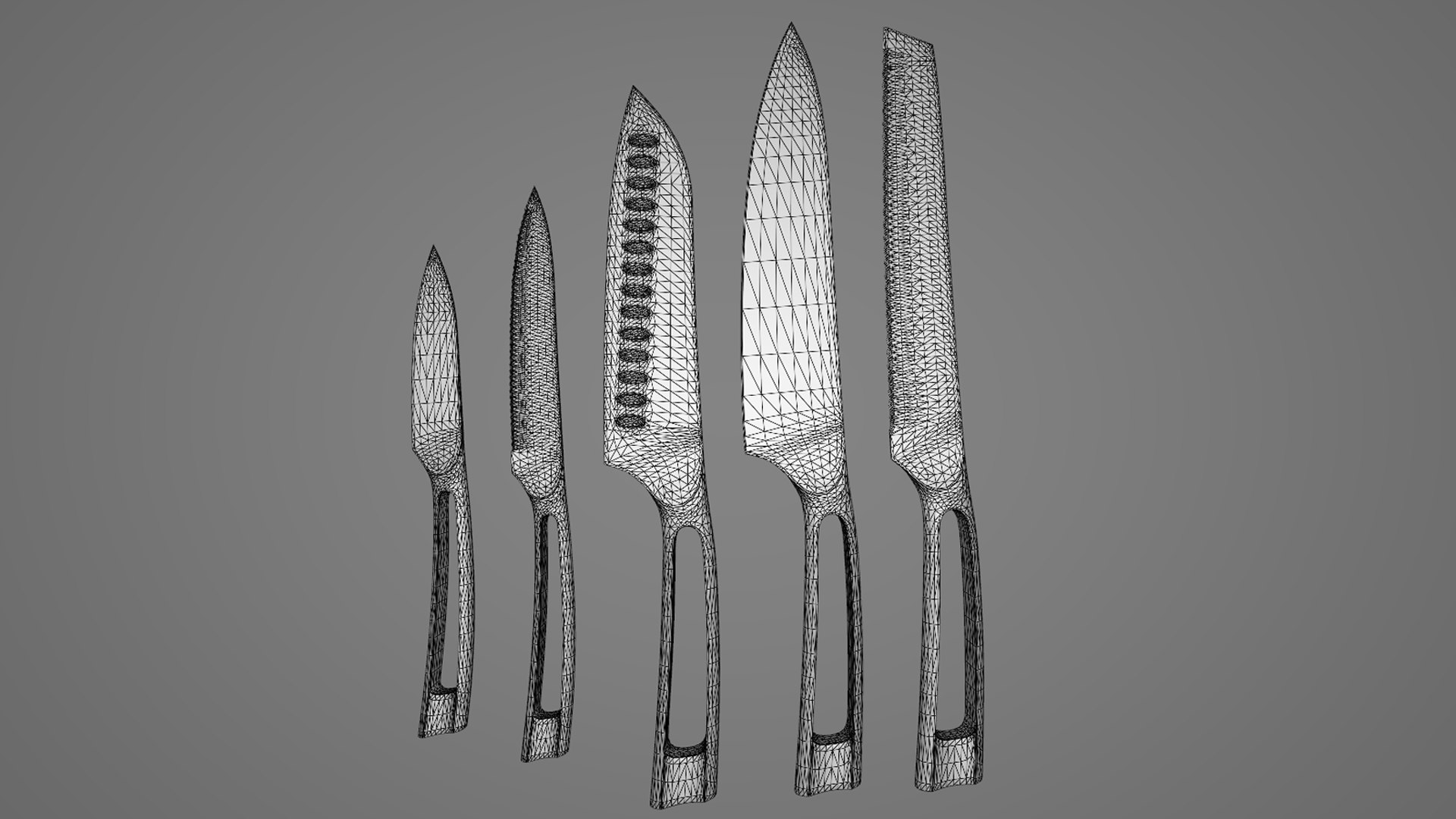 3 DESIGNER KITCHEN KNIFE SETS PACK Model - TurboSquid 2122189