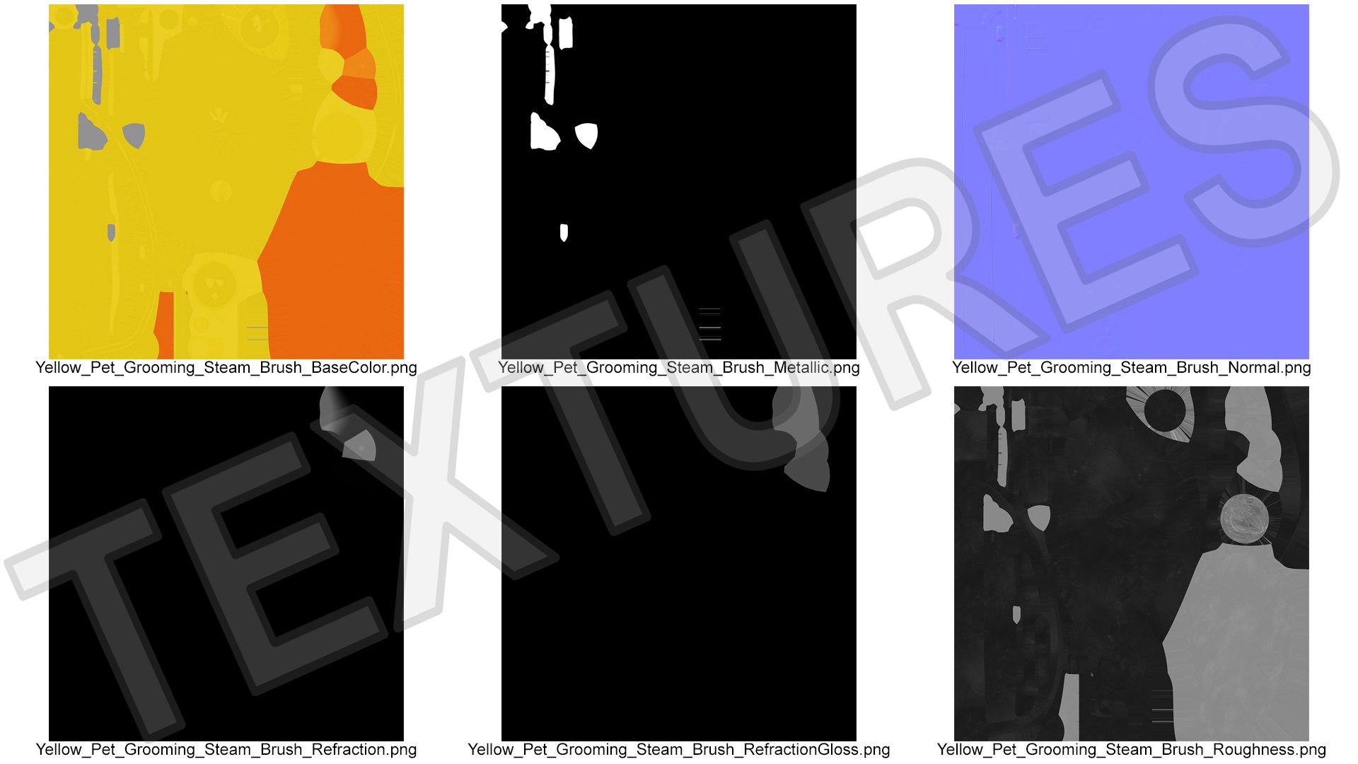 3D Model Steam Pet Grooming Brush Yellow - TurboSquid 2437860