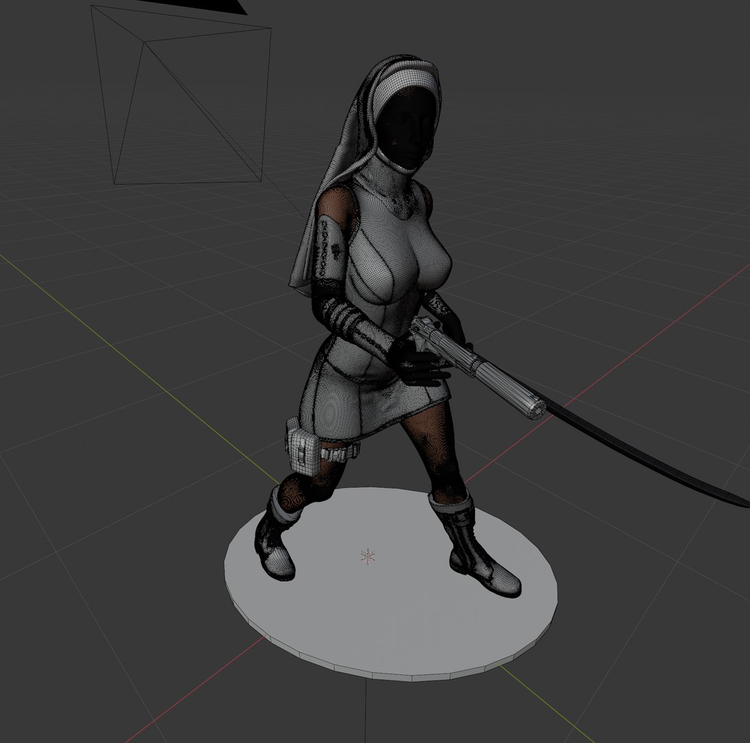 Combat Nun With Katana Pistol 3D 3D Model - TurboSquid 2438950