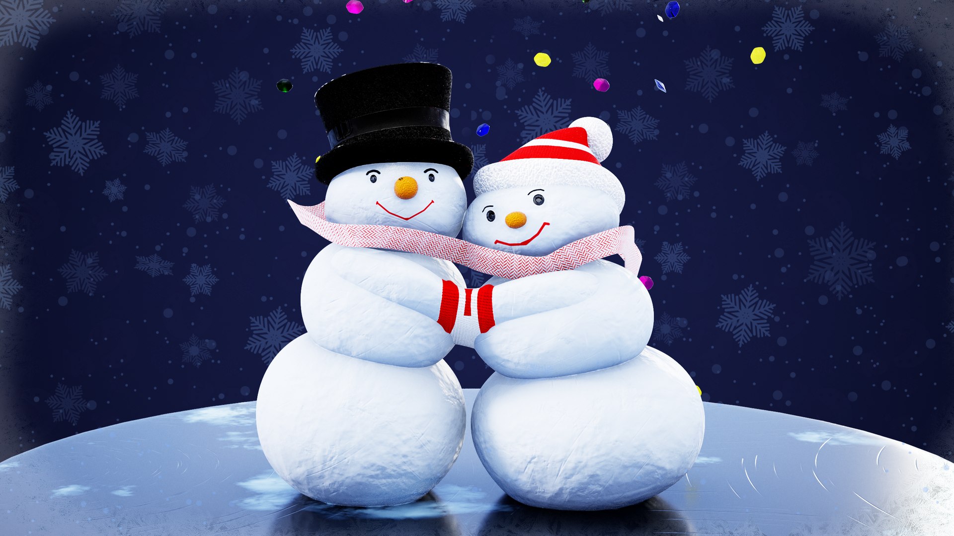 3D Model Snowmen In Love - Winter Scene - TurboSquid 1867030